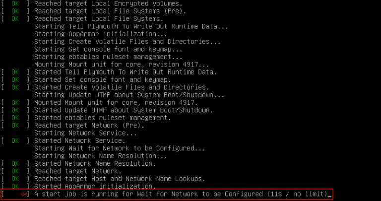 แก้ไขบู๊ต Ubuntu 18.04 ช้า ค้างที่ข้อความ A start job is running for Wait for Network to be ...